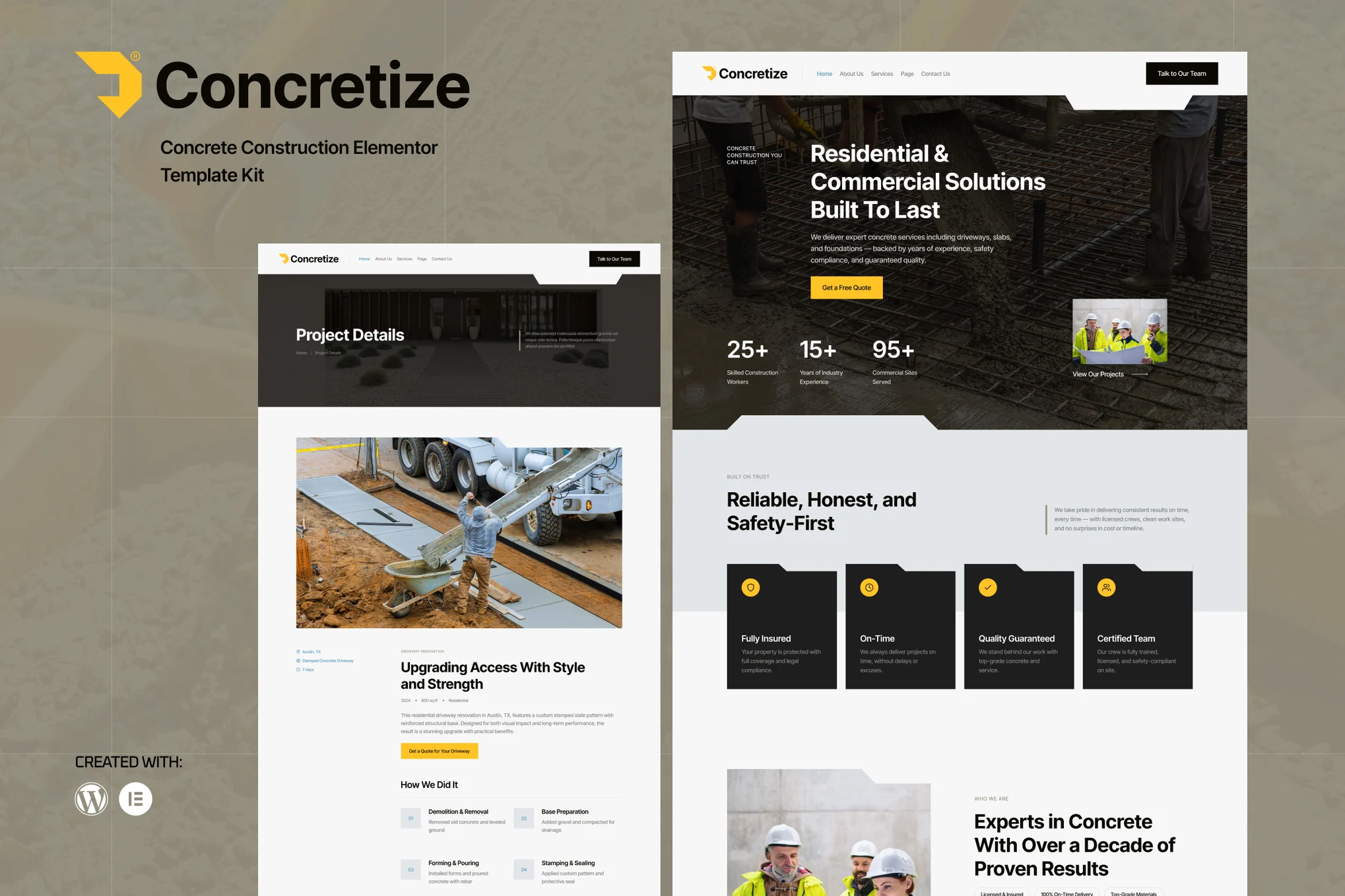 Concretize – Concrete Construction Elementor Template Kit - WP Market Hub